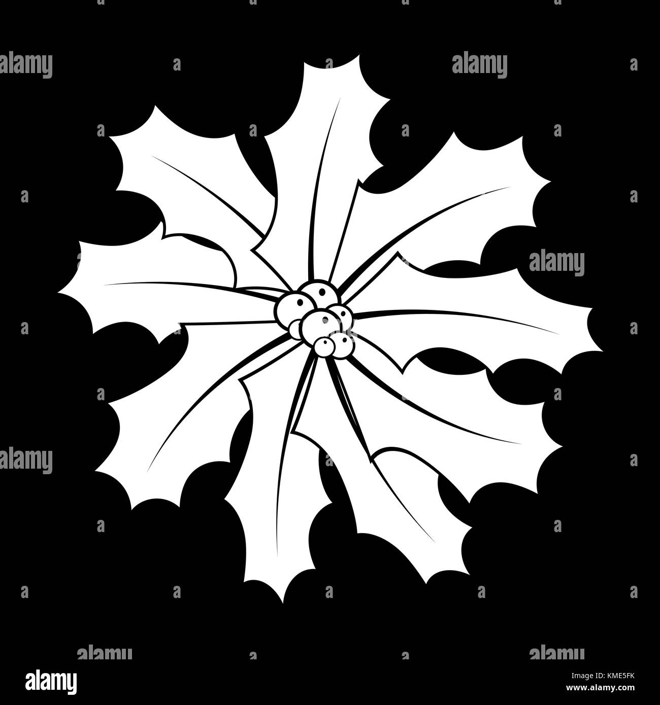 Holly berry outline for christmas isolated on black background Stock ...