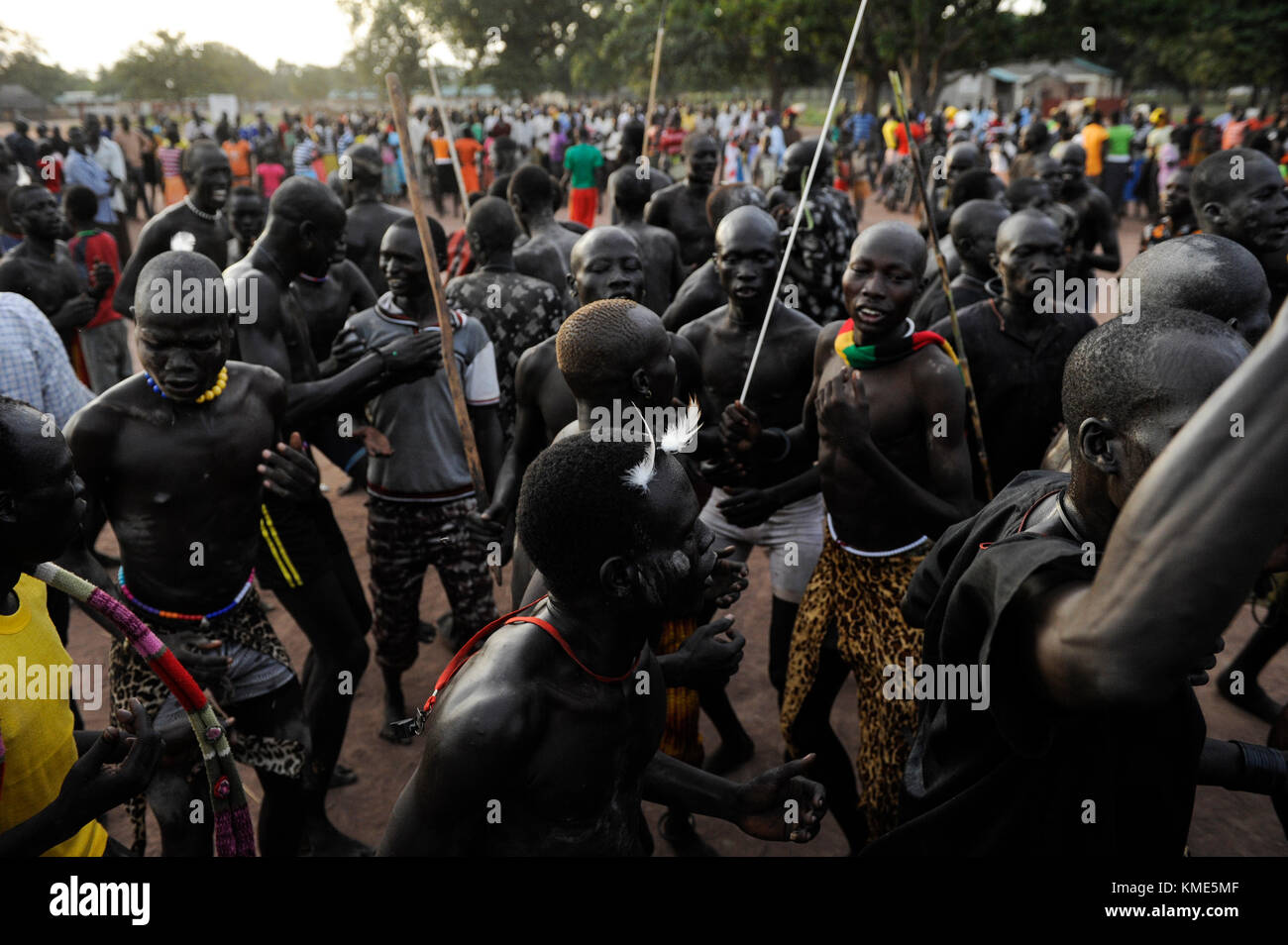 SOUTH SUDAN, Lakes State, village Mapourdit, Dinka celebrate harvest ...