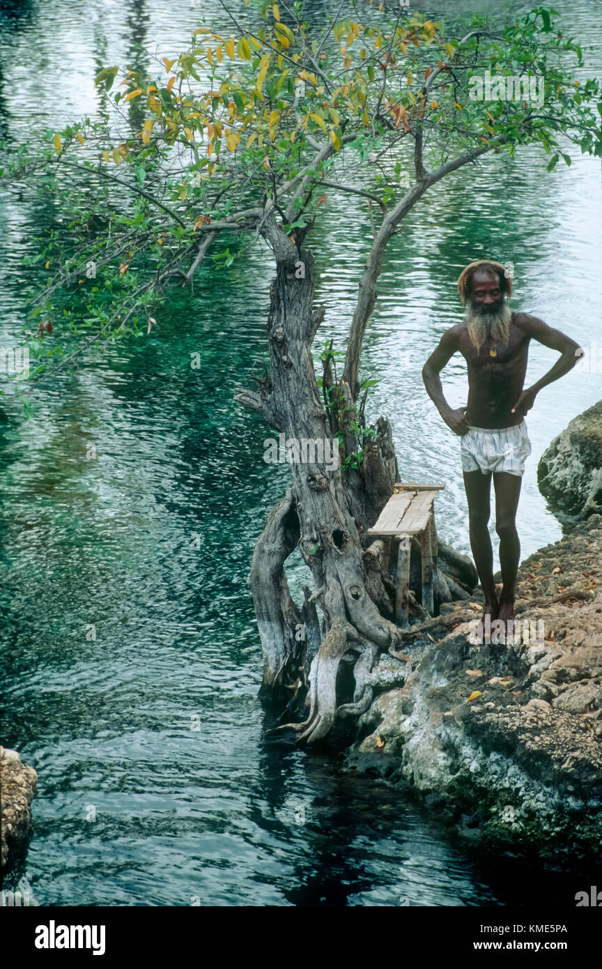 Jamaican Rastafarian man at God's Well spring, Jamaica, WI Stock Photo ...