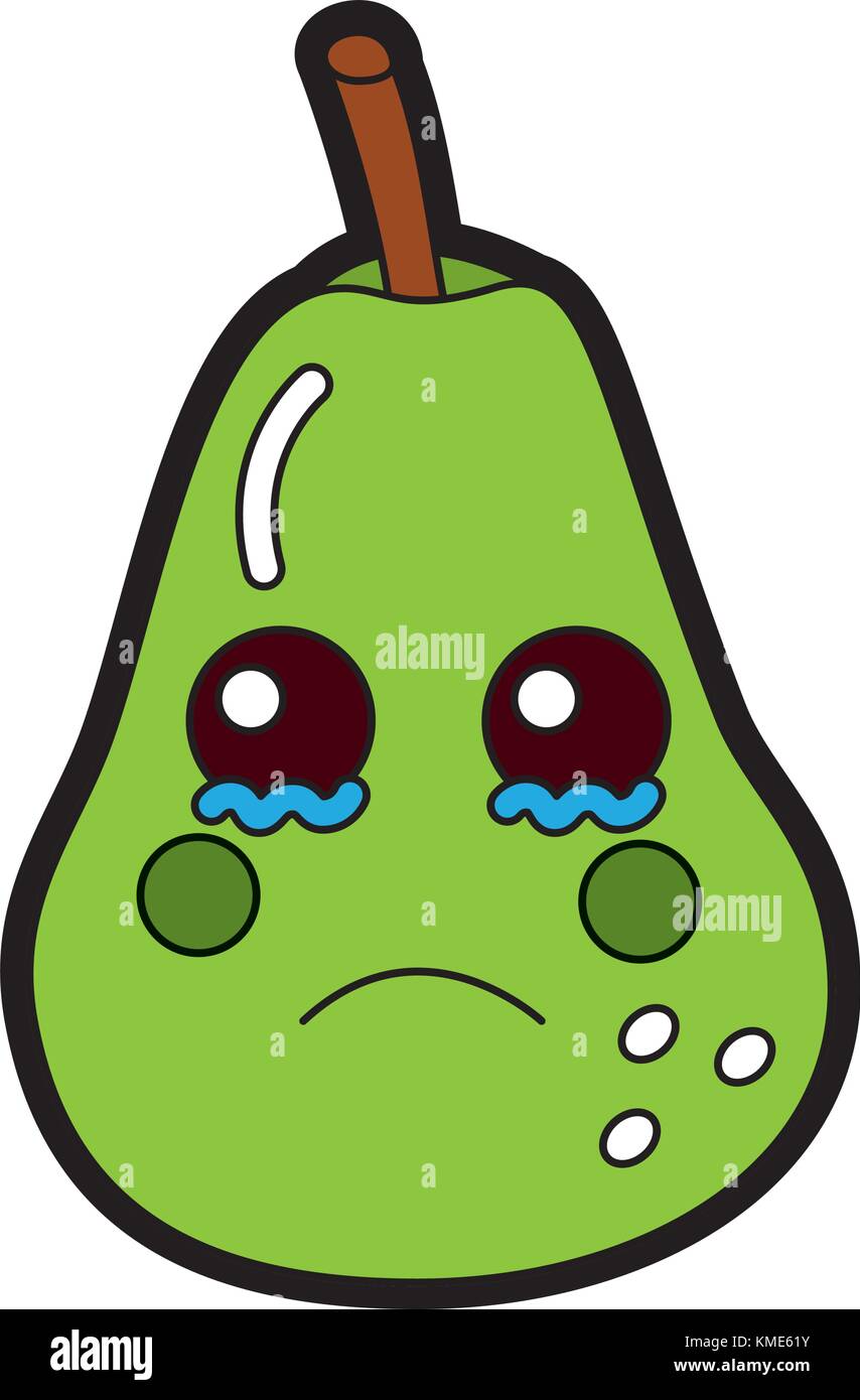 pear sad crying fruit kawaii icon image Stock Vector Image & Art - Alamy