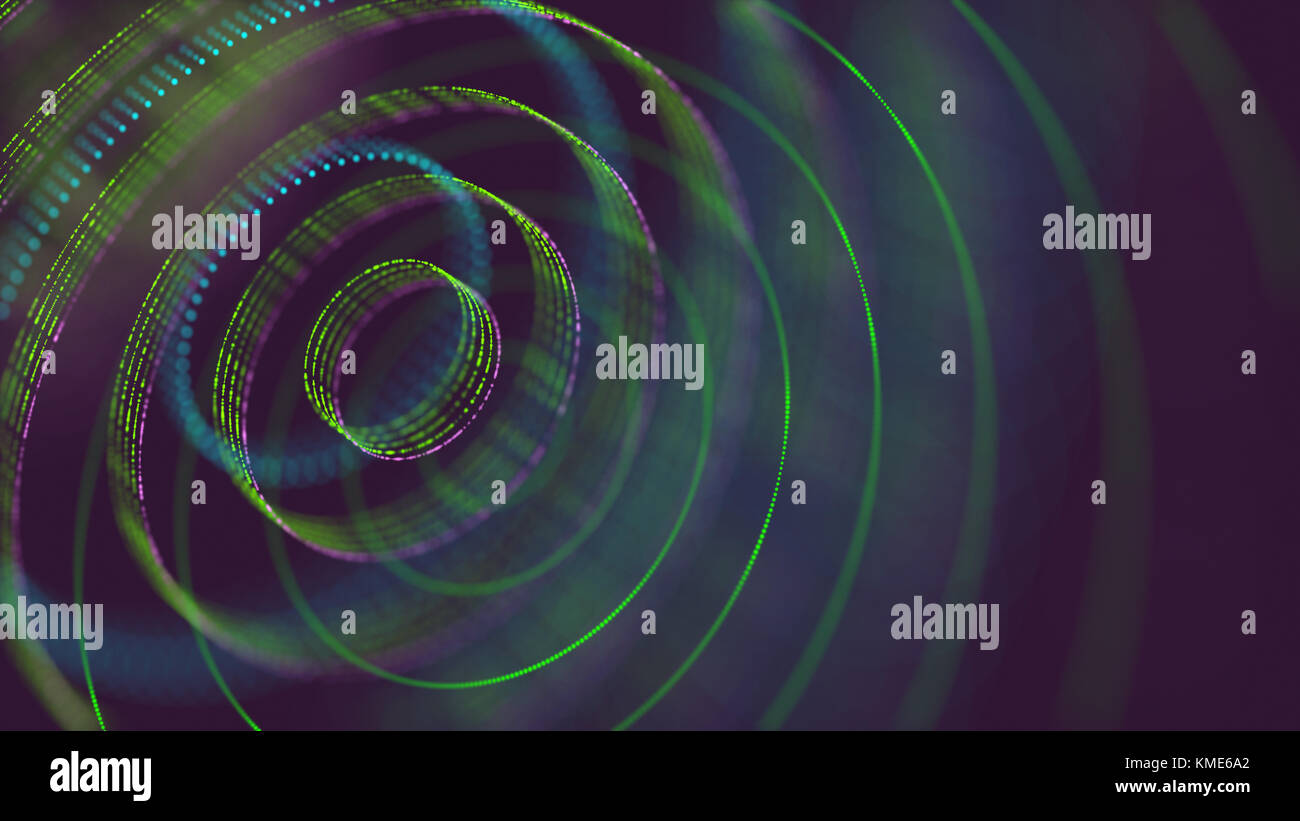 3D Illustration. Abstract image, holographic circles in connection ...