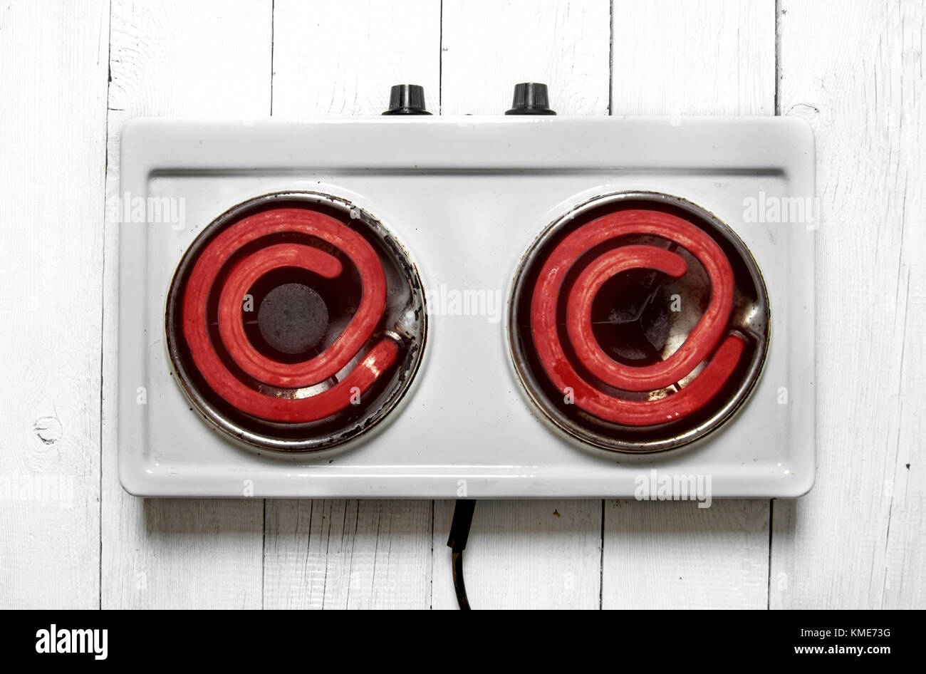 The concept of running a heated electric cooker . Top view Stock Photo ...