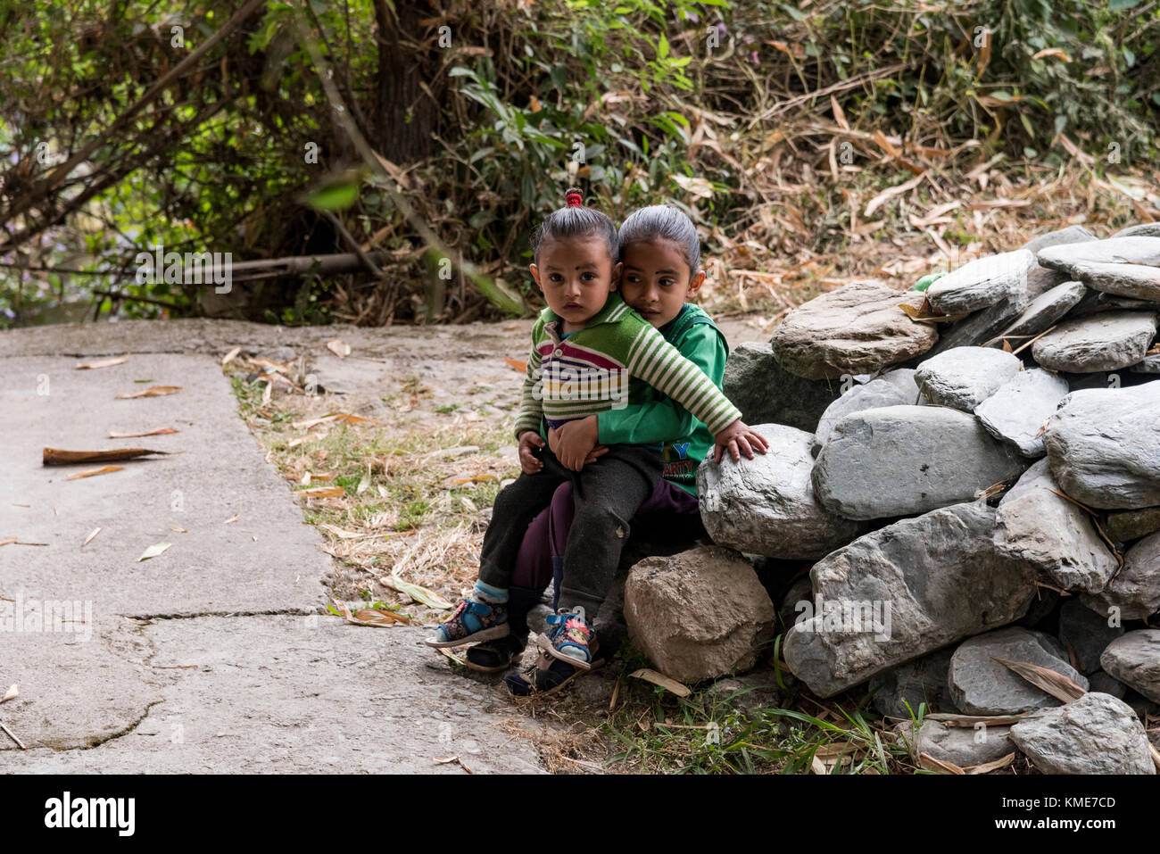 A young sibling sitting together Stock Photo - Alamy