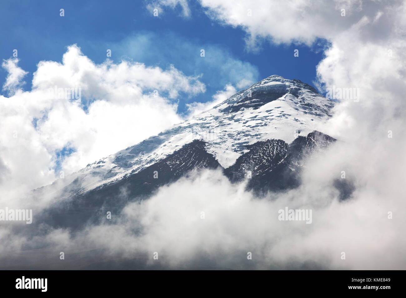 Cotopaxi Volcano - snow covered smoking summit of the second highest ...