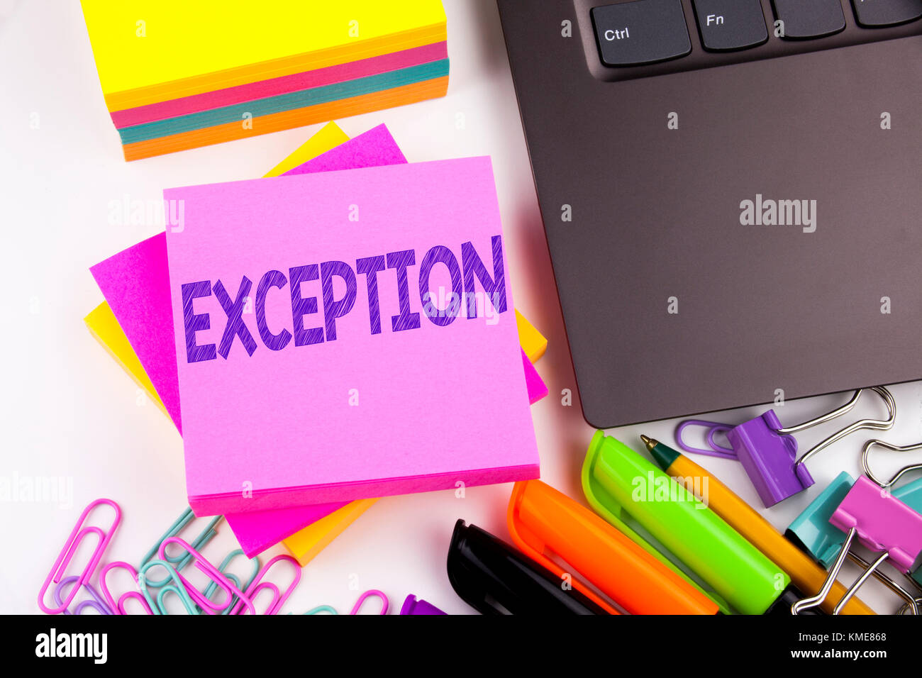 Writing text showing Exception made in the office with surroundings ...