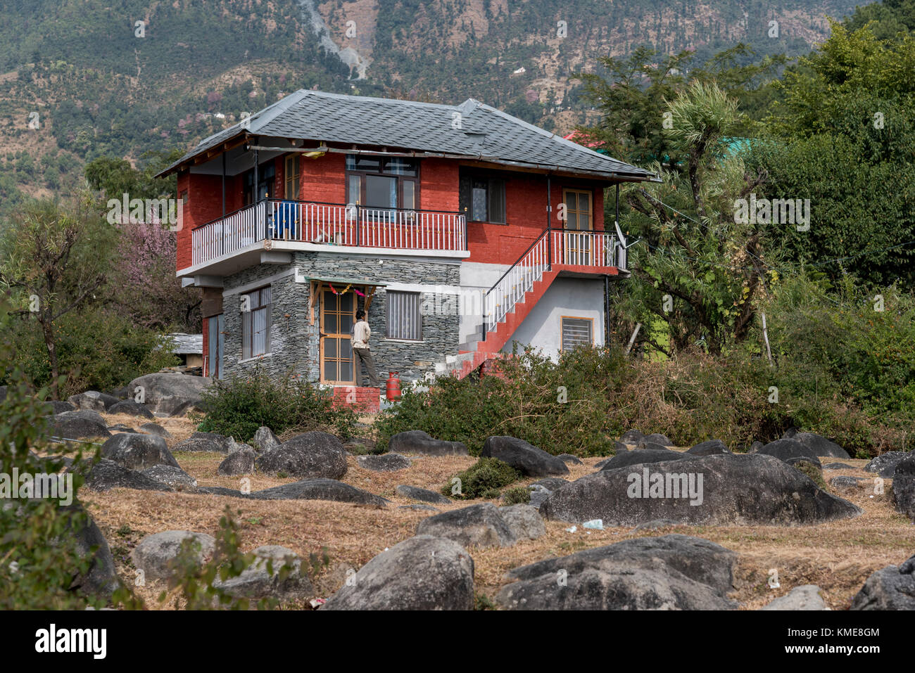 A beautiful house in a rural area in the lap of Himalayas Stock Photo ...