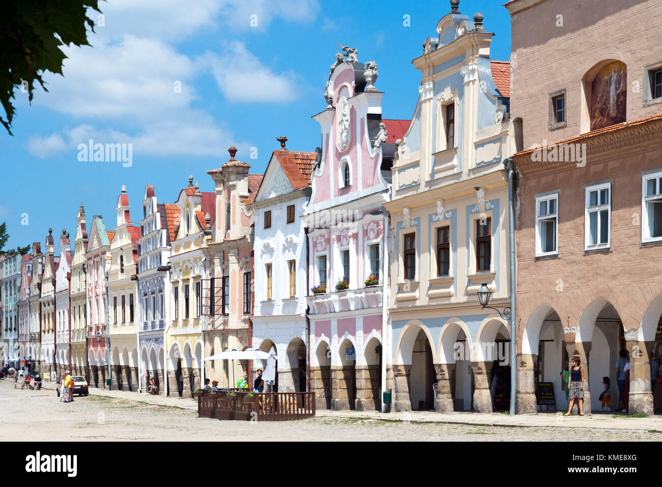 Náměstí Zachariáše z Hradce, Telč (UNESCO), Kraj Vysočina, Česka ...