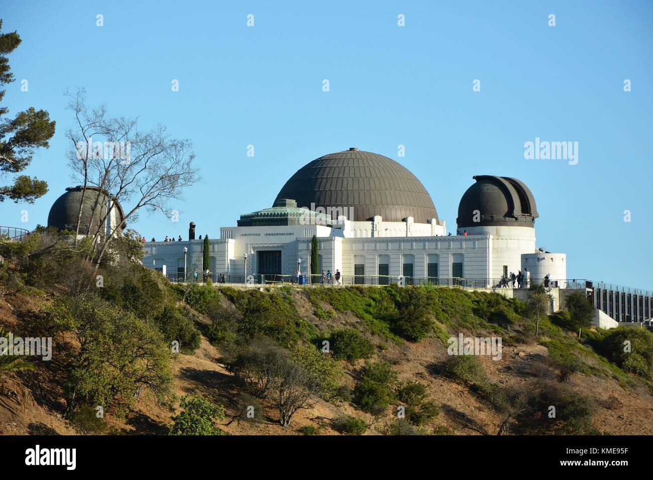 Griffith Observatory at the top of the mountain in Griffith Park in Los ...