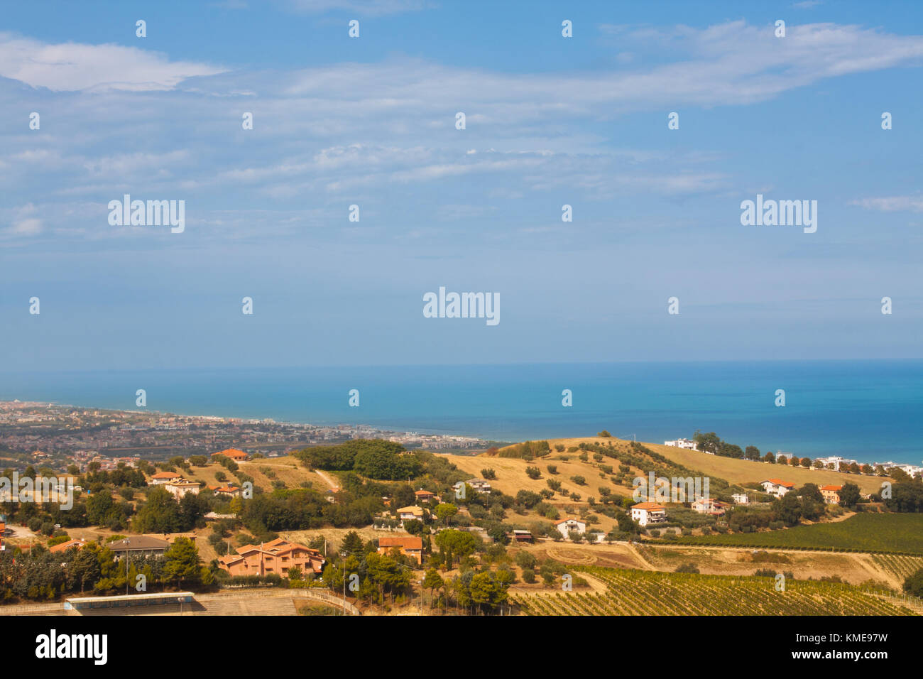 Italy Landscape View with Clouds on Blue sky, Italian Fields Stock ...