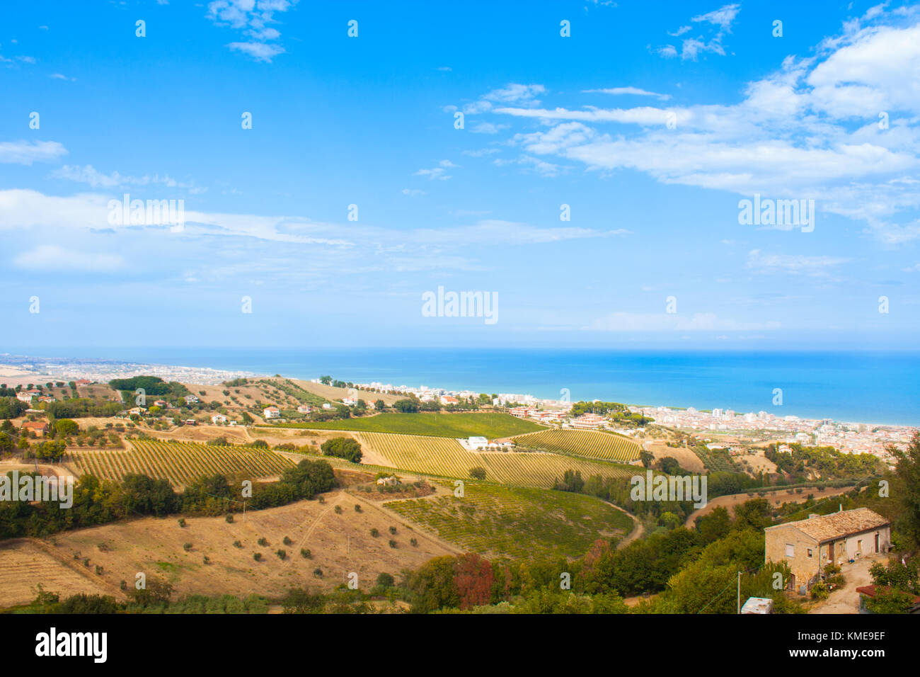 Italy Landscape View with Clouds on Blue sky, Italian Fields Stock ...