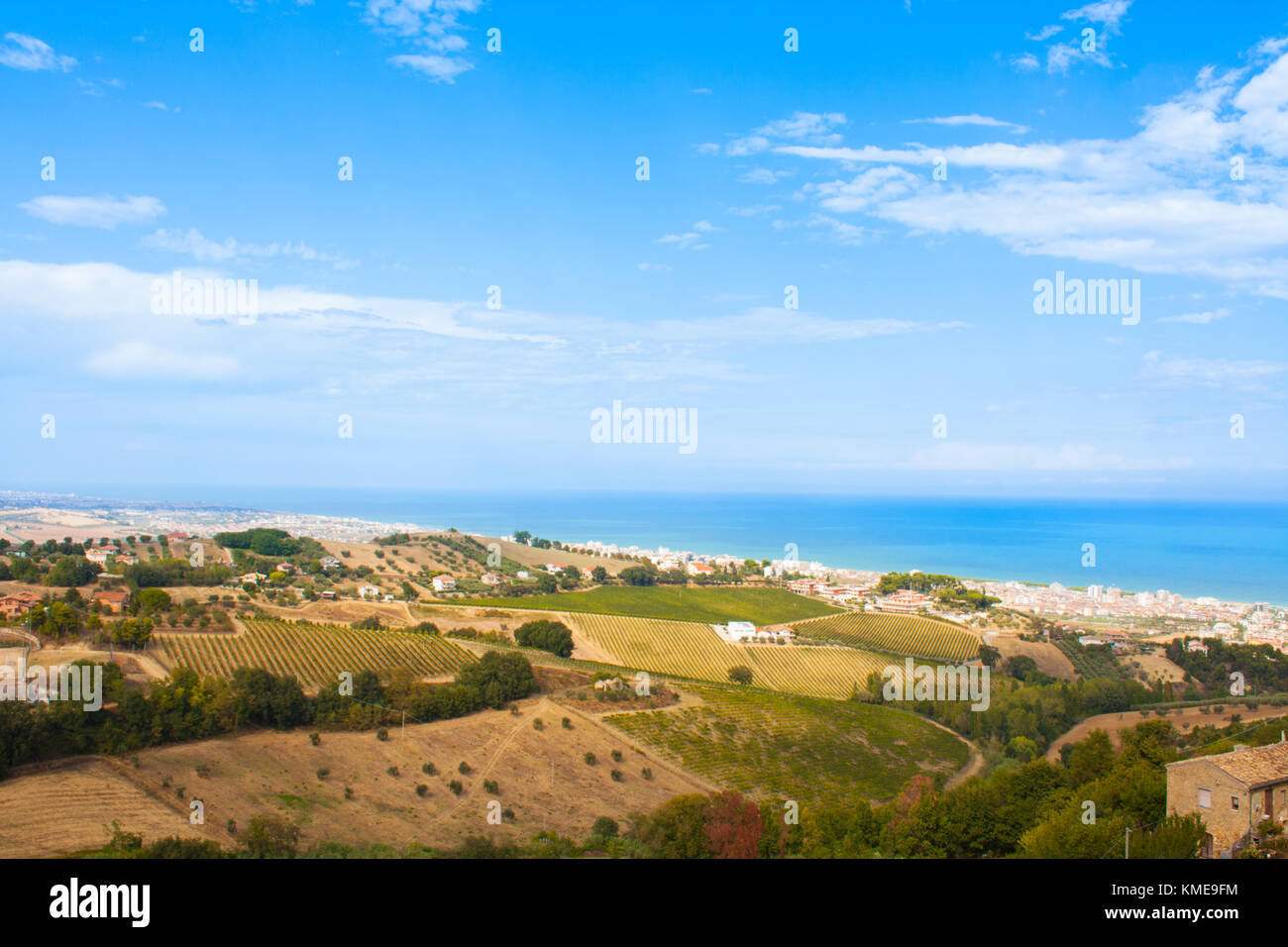 Italy Landscape View with Clouds on Blue sky, Italian Fields Stock ...