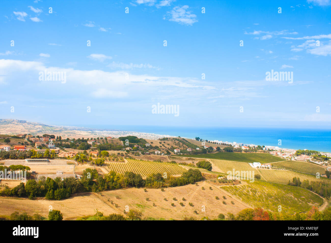 Italy Landscape View with Clouds on Blue sky, Italian Fields Stock ...