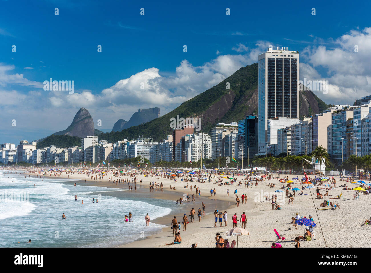 View of Copacabana Beach with people,Rio de Janeiro,Brazil Stock Photo ...