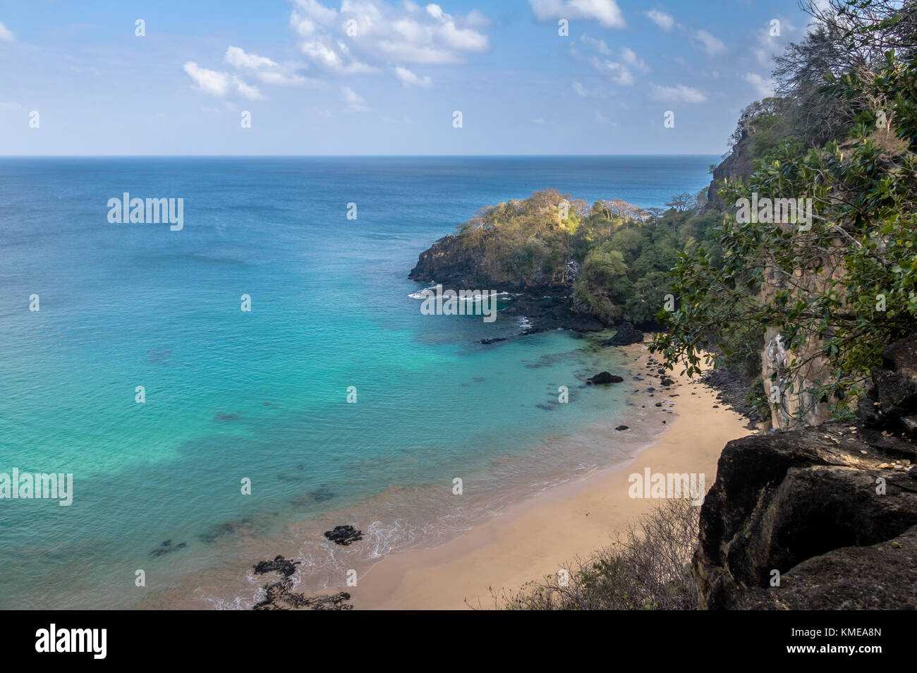 Aerial view of Praia do Sancho Beach - Fernando de Noronha, Pernambuco ...