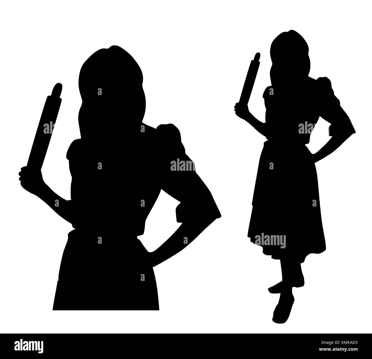 Angry young woman holding a rolling pin in her hand Stock Photo - Alamy