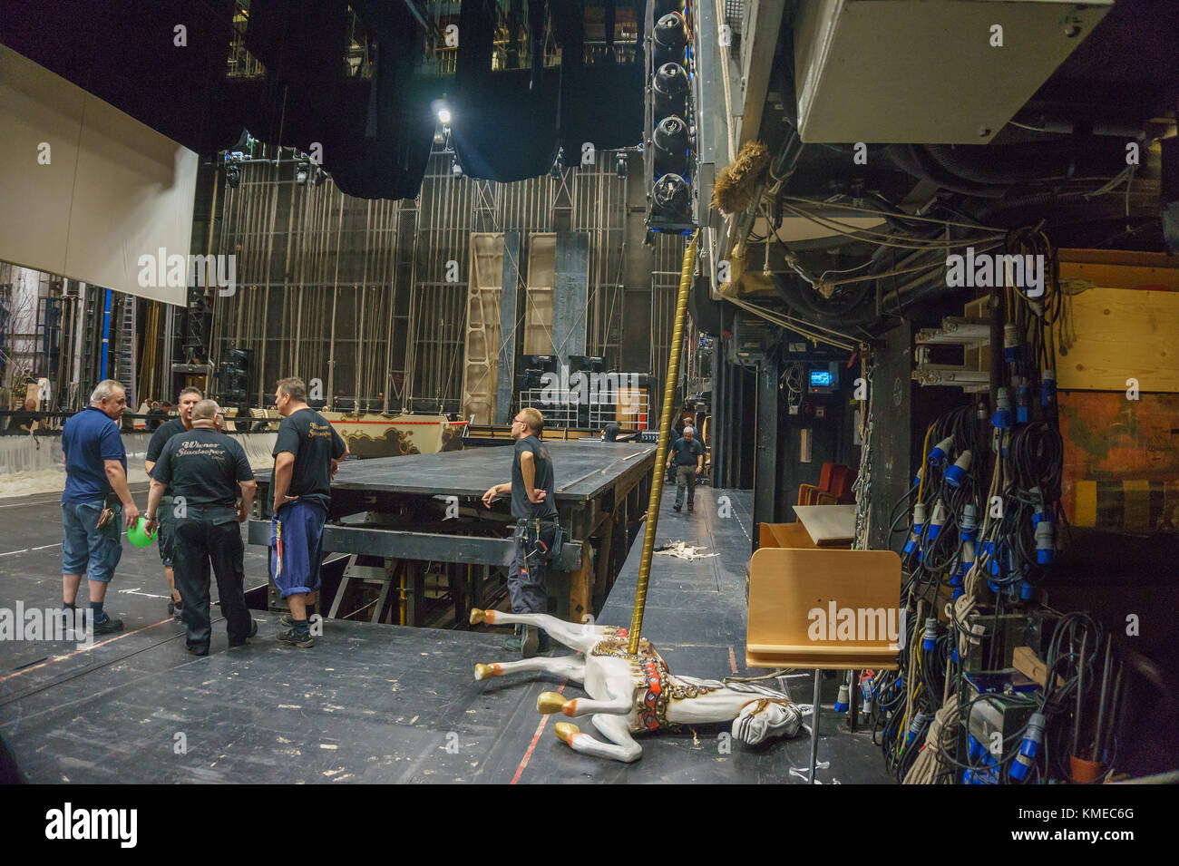 Backstage and interior of Vienna State Opera House. Rehearsals and ...