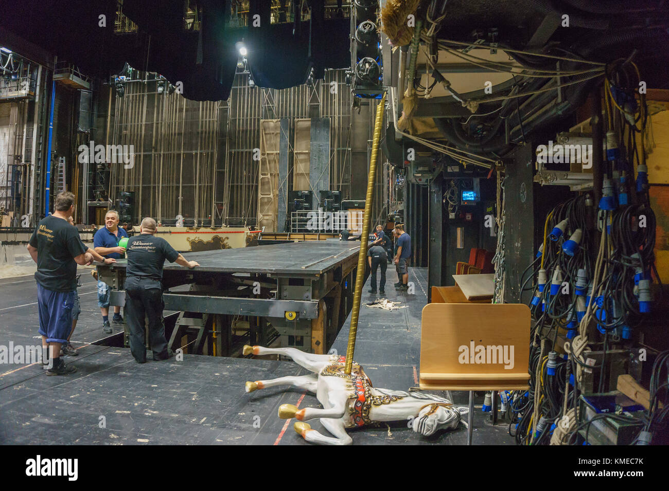 Backstage and interior of Vienna State Opera House. Rehearsals and ...