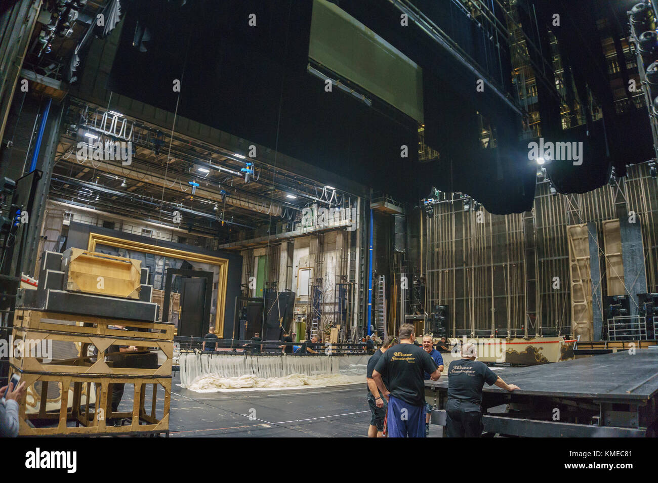 Backstage and interior of Vienna State Opera House. Rehearsals and ...
