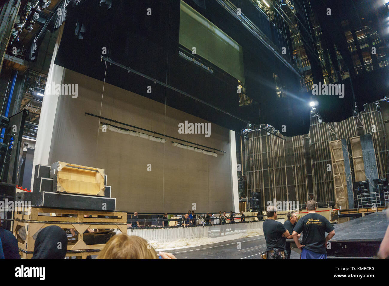 Backstage and interior of Vienna State Opera House. Rehearsals and ...