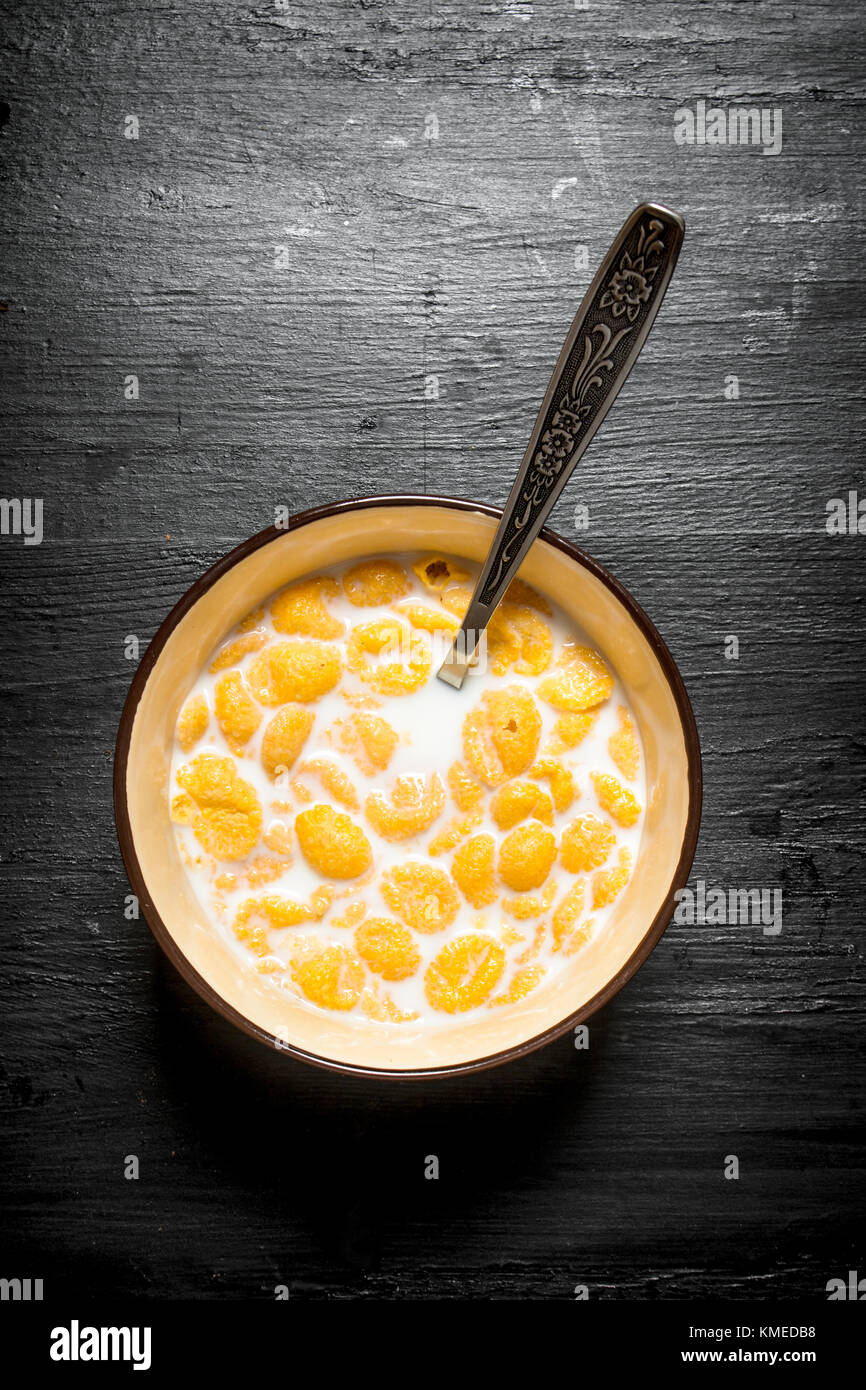 Healthy Breakfast. Corn with cereal with milk Stock Photo - Alamy