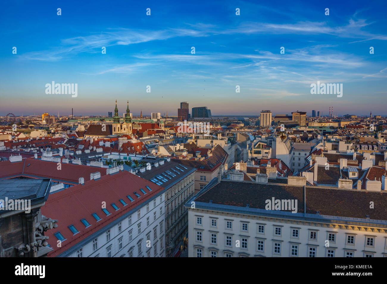 Aerial panoramic cityscape view of Vienna city from Stephansdom ...