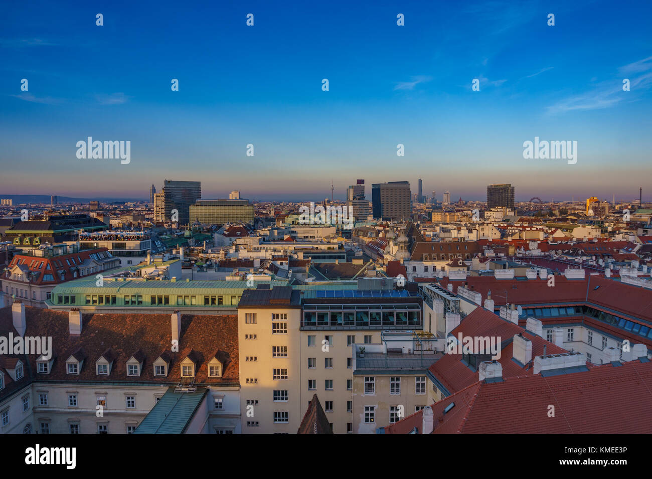 Aerial panoramic cityscape view of Vienna city from Stephansdom ...