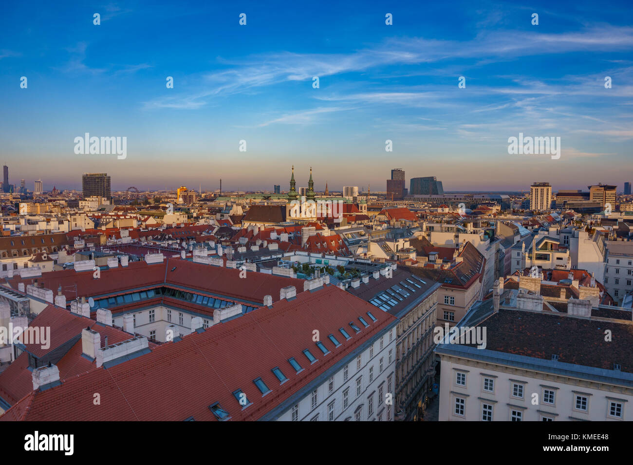 Aerial panoramic cityscape view of Vienna city from Stephansdom ...