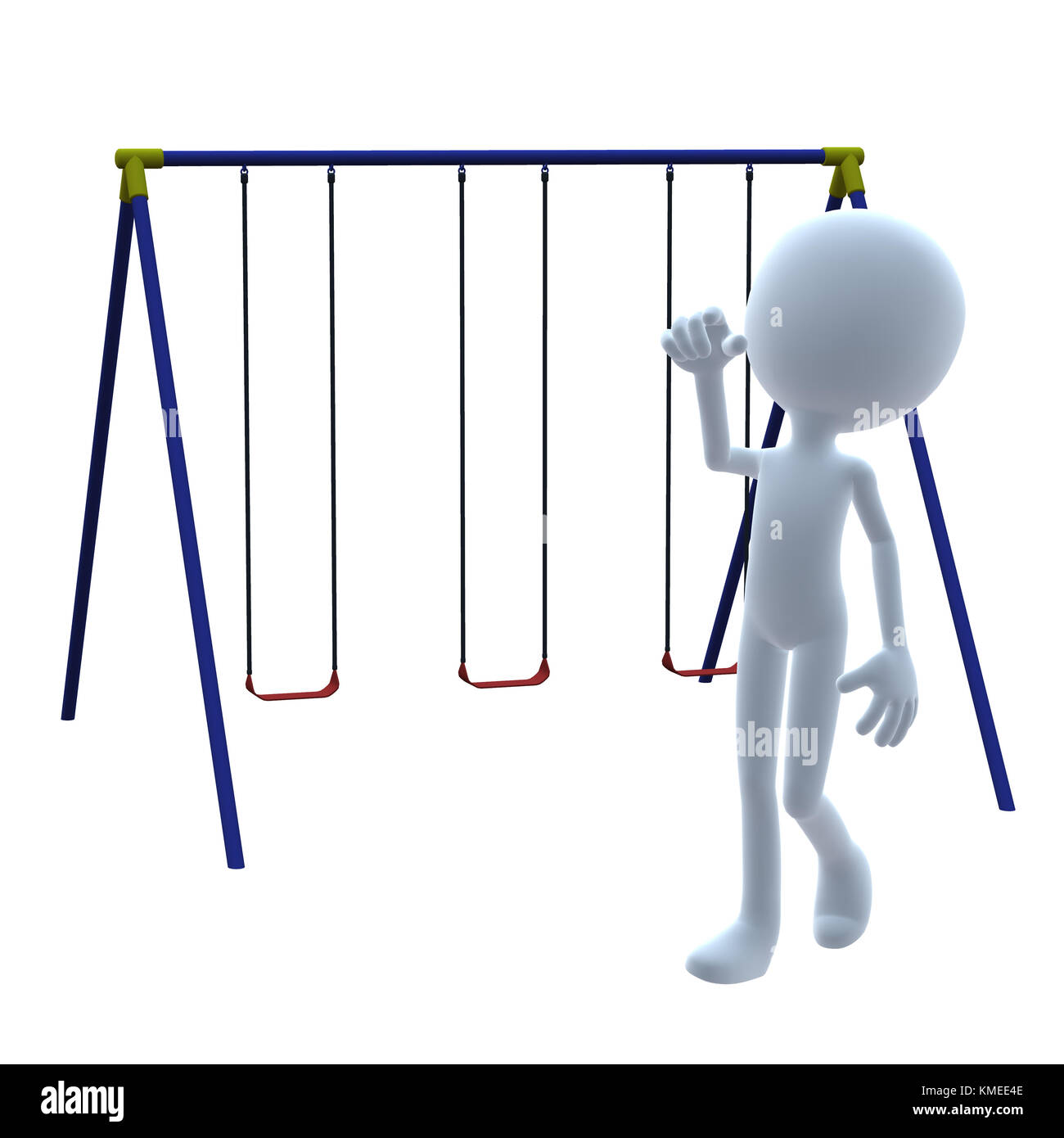 3D guy with swing on a white background Stock Photo - Alamy