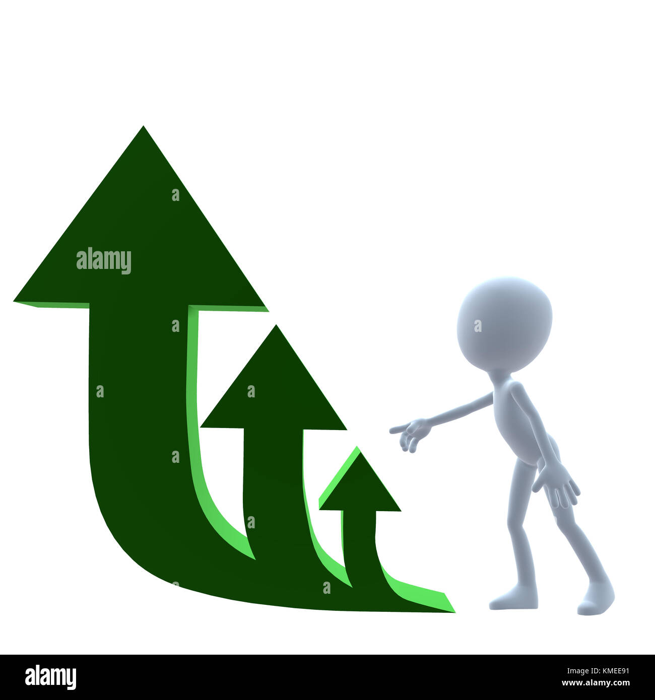 3D guy next to green arrows on a white background Stock Photo - Alamy