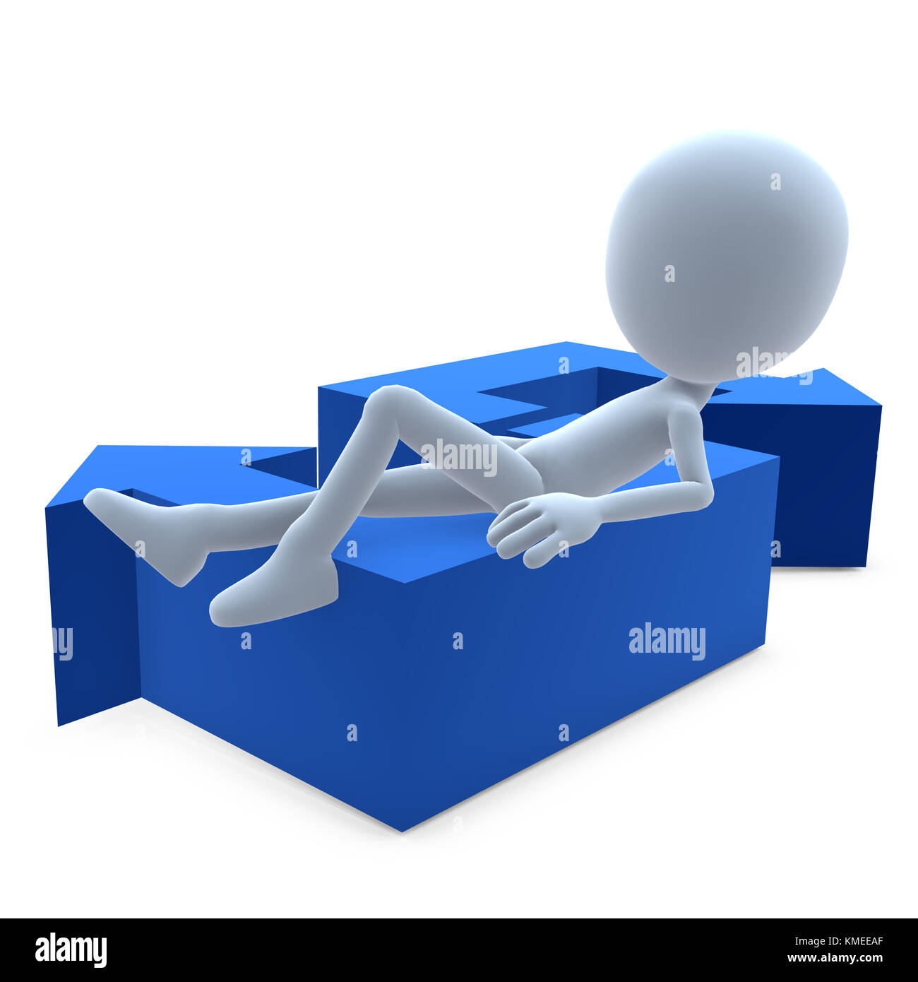 3D guy next to blue arrows on a white background Stock Photo - Alamy