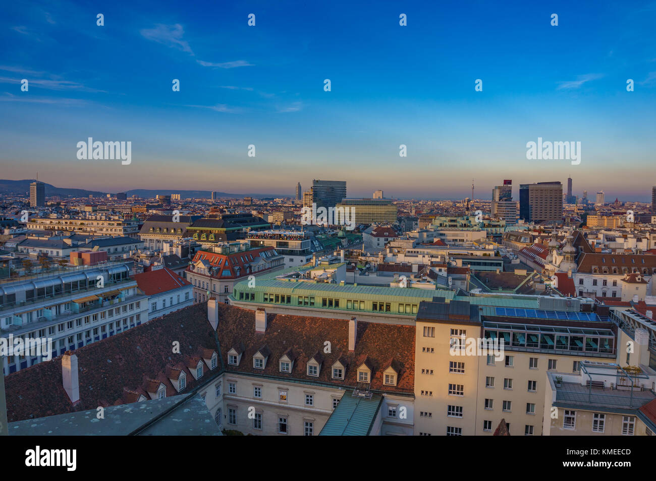 Aerial panoramic cityscape view of Vienna city from Stephansdom ...