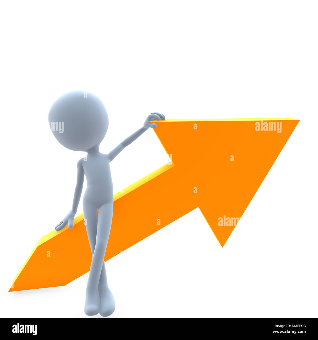 3D guy next to orange arrows on a white background Stock Photo - Alamy