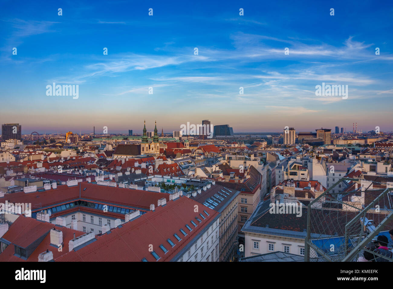 Aerial panoramic cityscape view of Vienna city from Stephansdom ...
