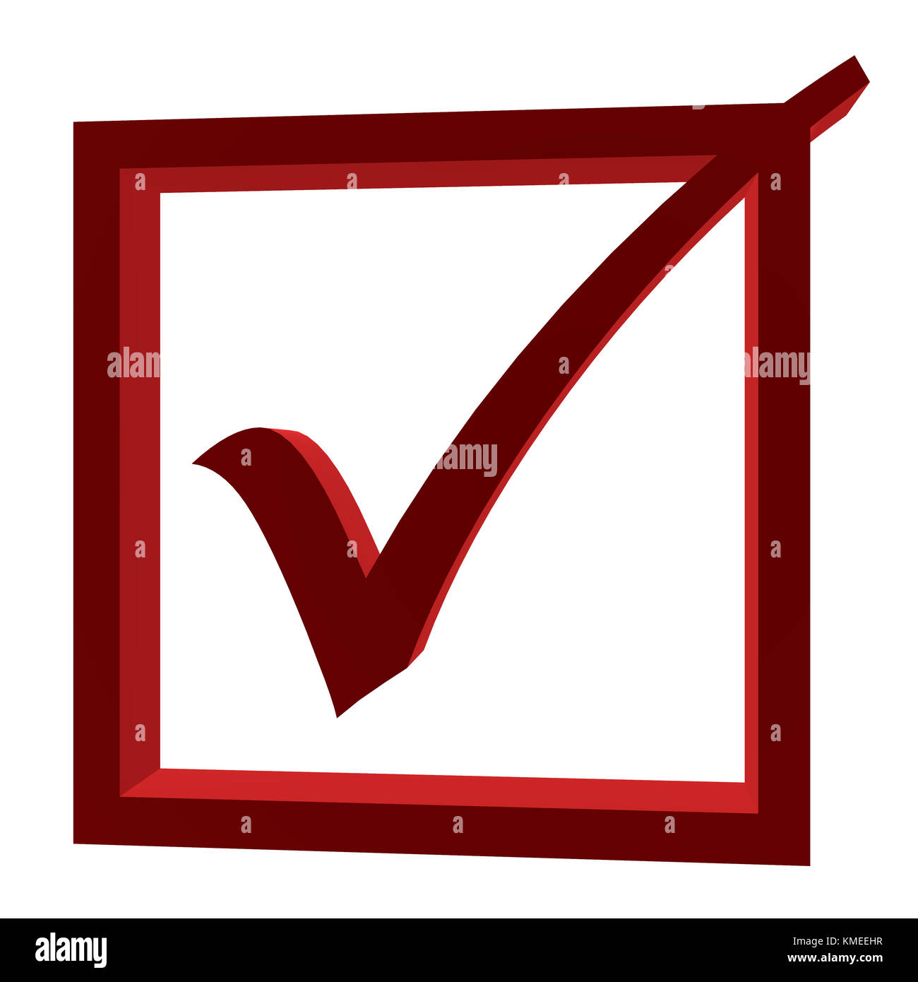 3D checkmark inside a red box on a white background Stock Photo - Alamy