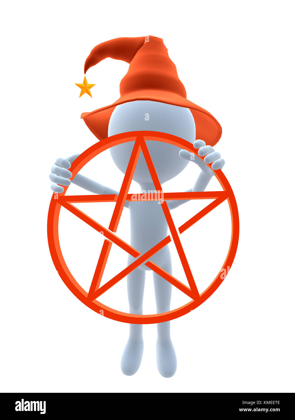 3D halloween guy holding a pentagram on a white background Stock Photo ...