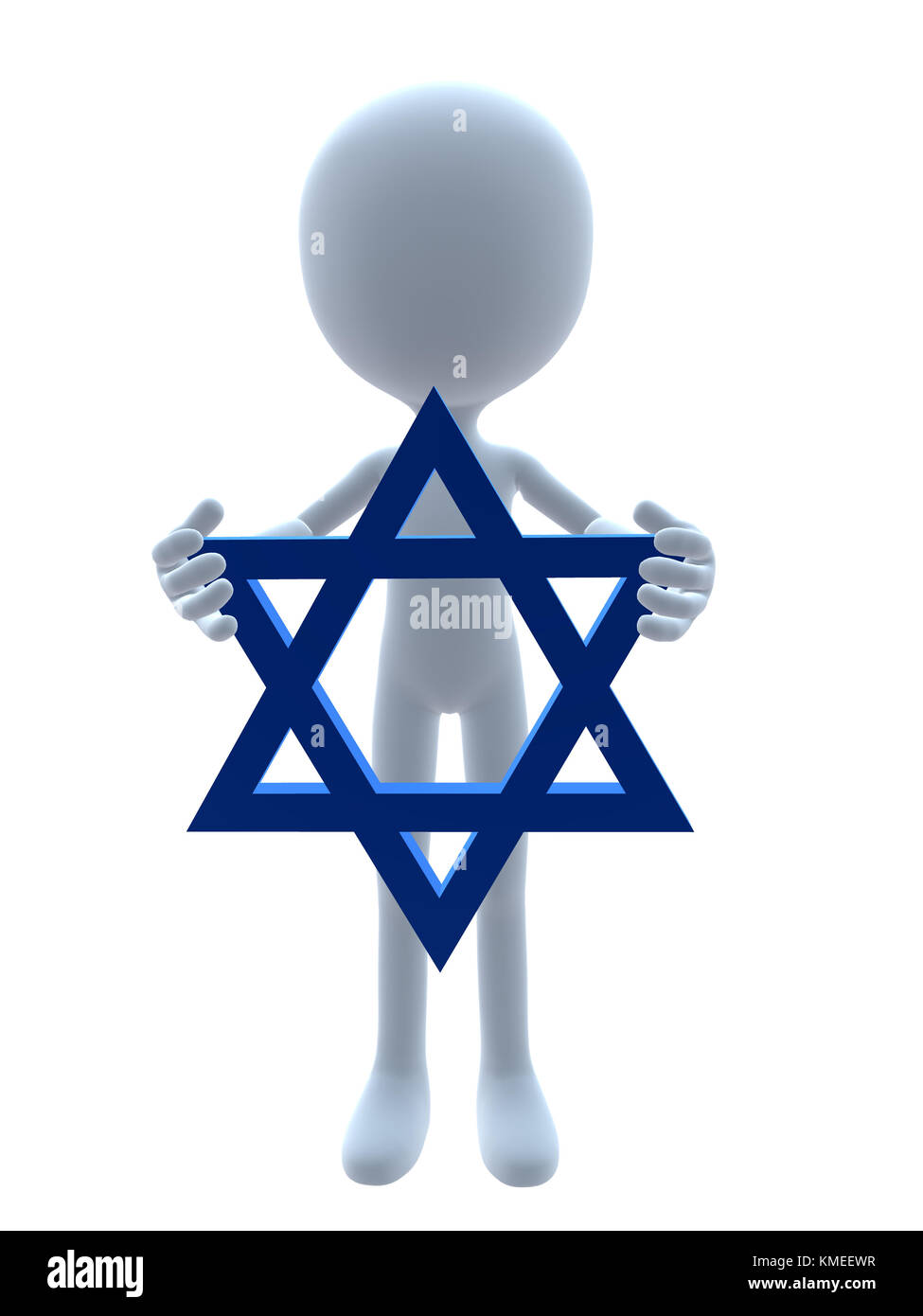 3D hanukkah guy holding a star of david on a white background Stock ...