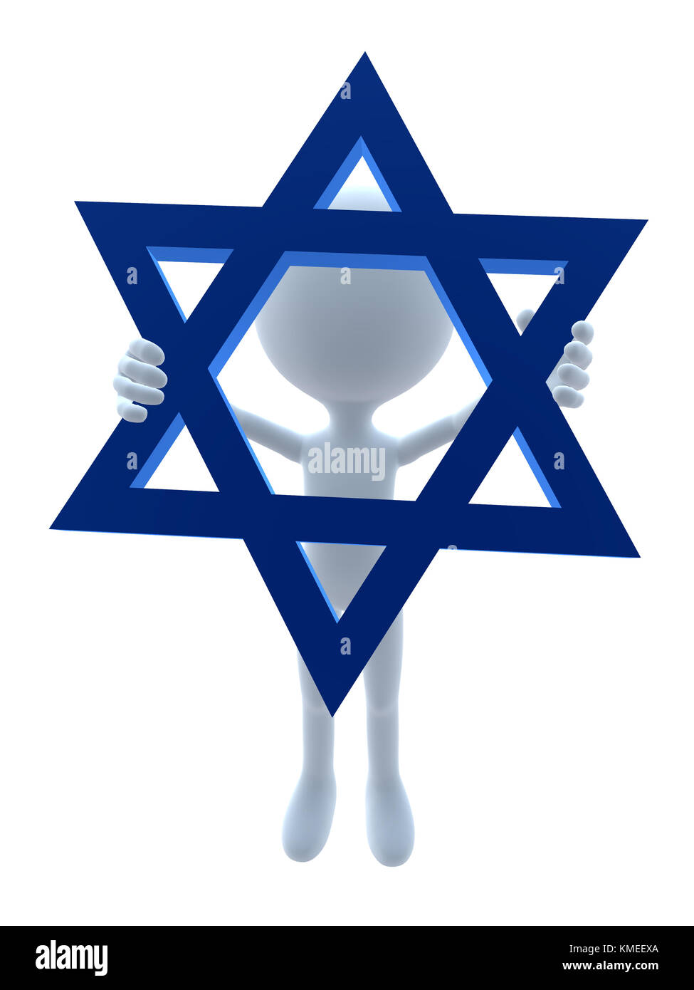 3D hanukkah guy holding a star of david on a white background Stock ...