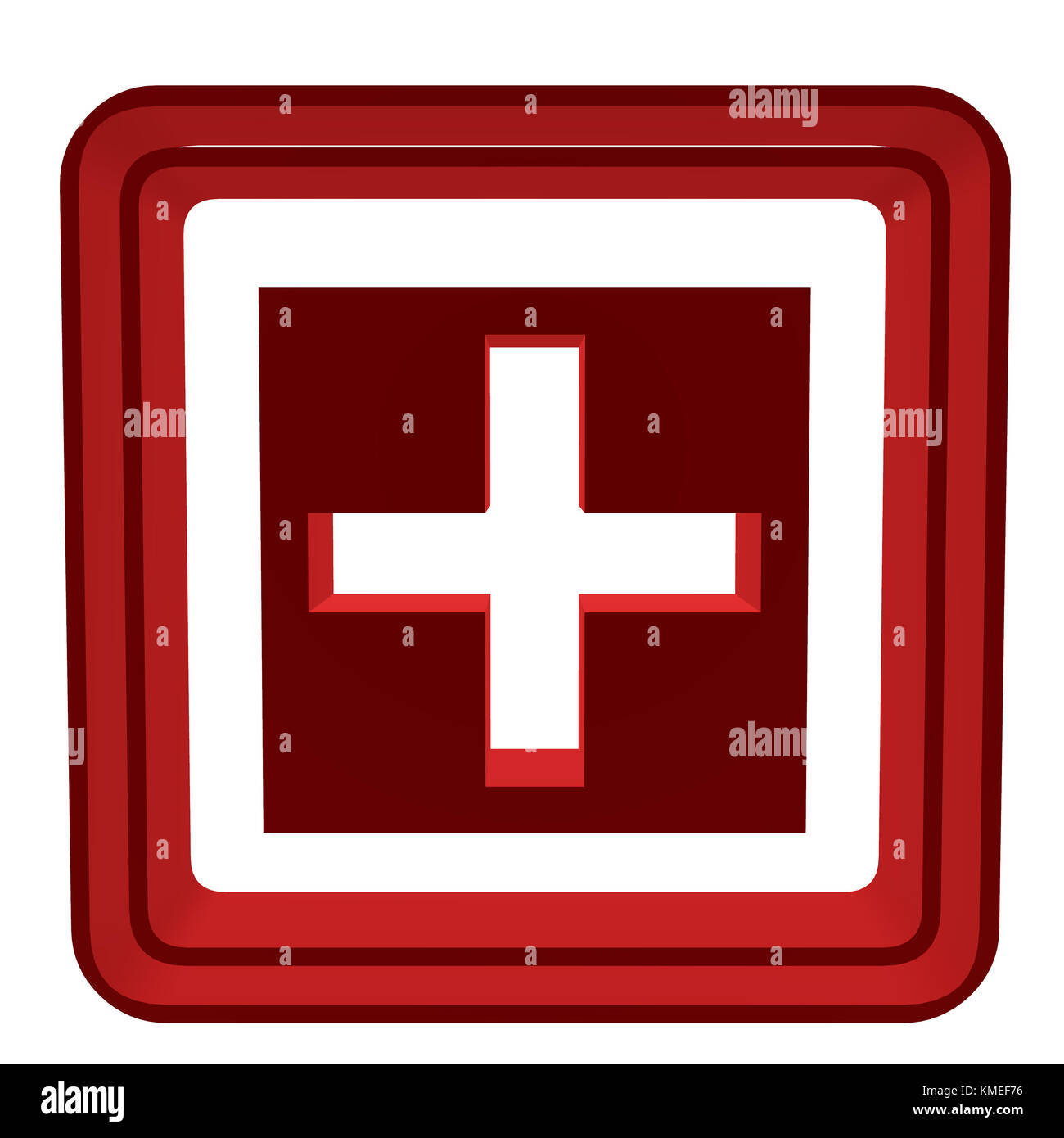 3D cross inside a red box on a white background Stock Photo - Alamy