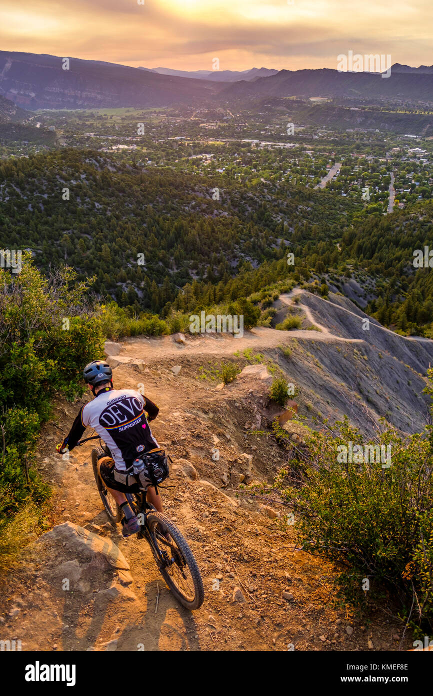 Male Mountain Biker in scenic landscape rides down Hogs back near ...