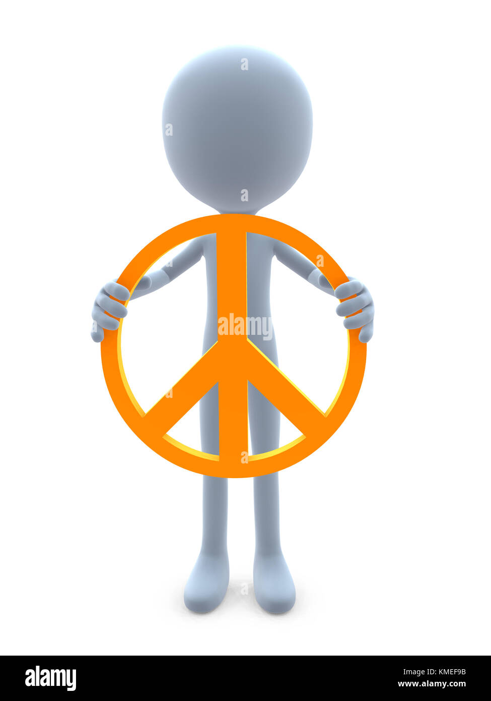 3D guy with a peace sign on a white background Stock Photo - Alamy