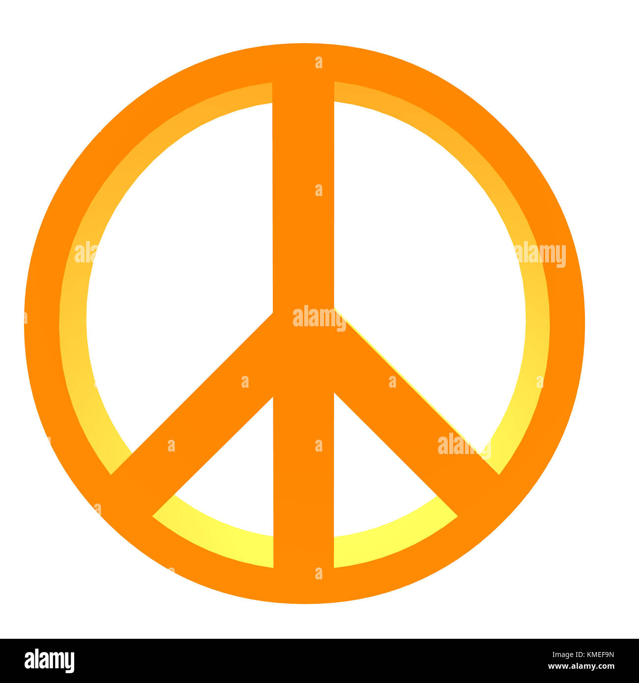 3D orange peace sign on a white background Stock Photo - Alamy