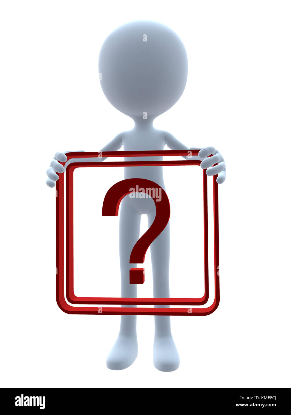 3D guy with a question mark on a white background Stock Photo - Alamy