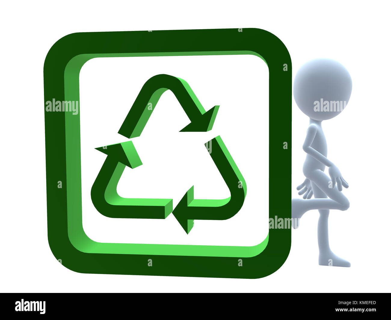 3D guy with a recycle sign on a white background Stock Photo - Alamy