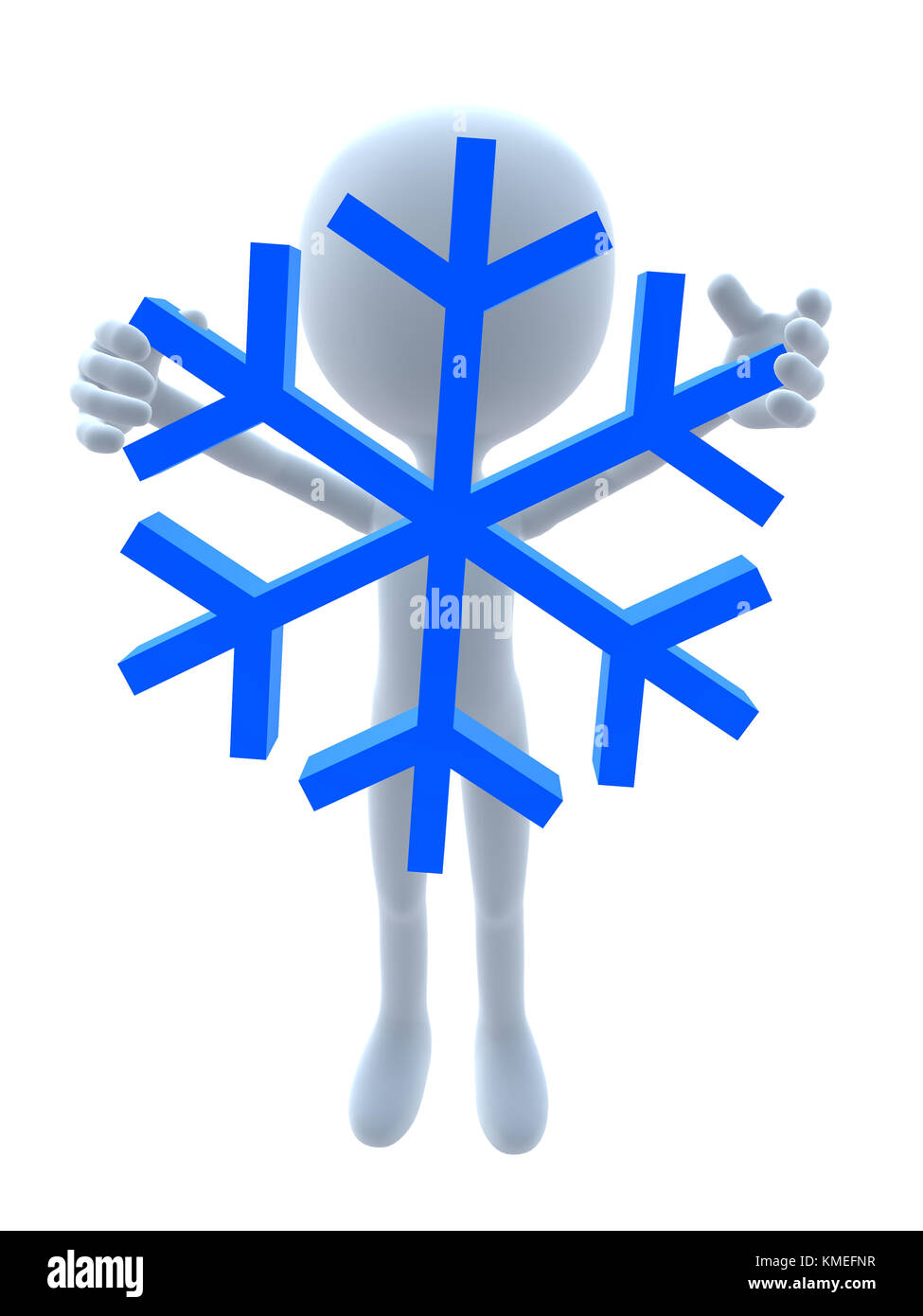 3D guy with a snowflake on a white background Stock Photo - Alamy