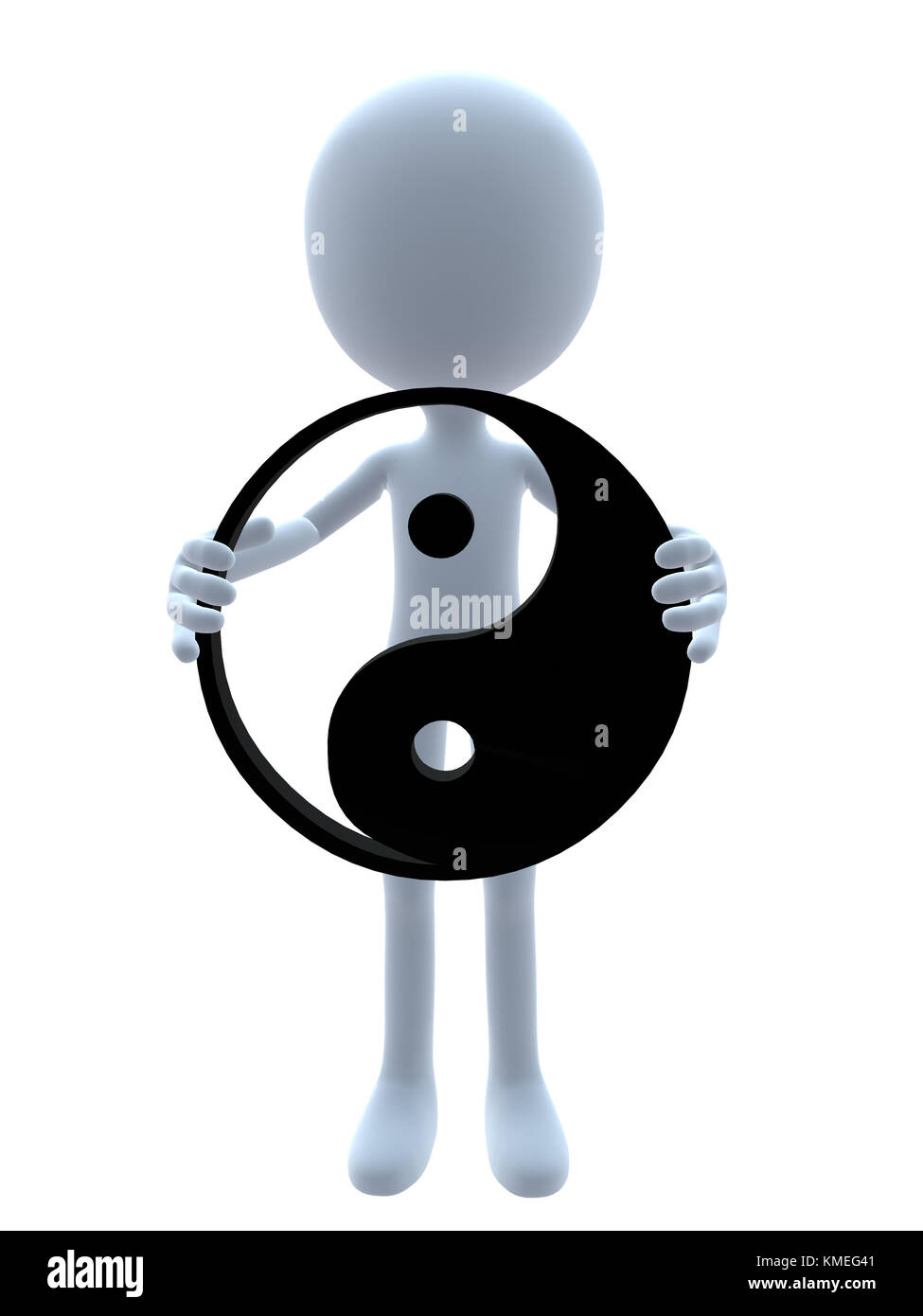 3D guy with a yin yang symbol on a white background Stock Photo - Alamy