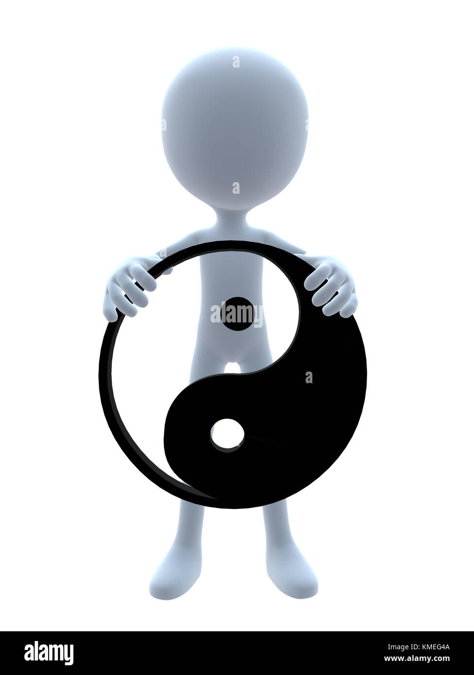 3D guy with a yin yang symbol on a white background Stock Photo - Alamy
