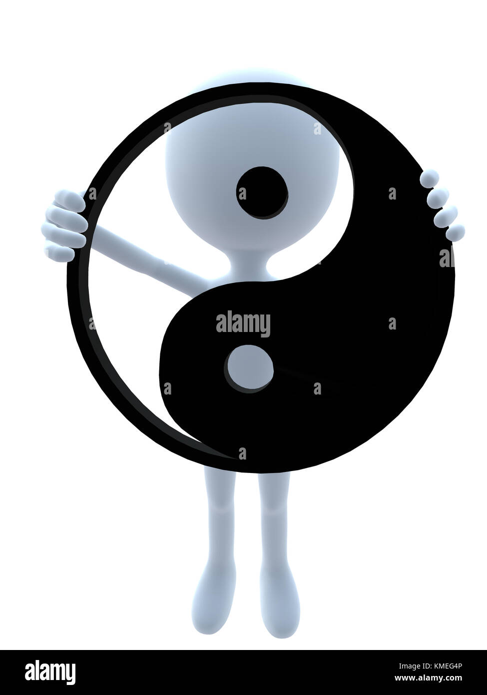 3D guy with a yin yang symbol on a white background Stock Photo - Alamy