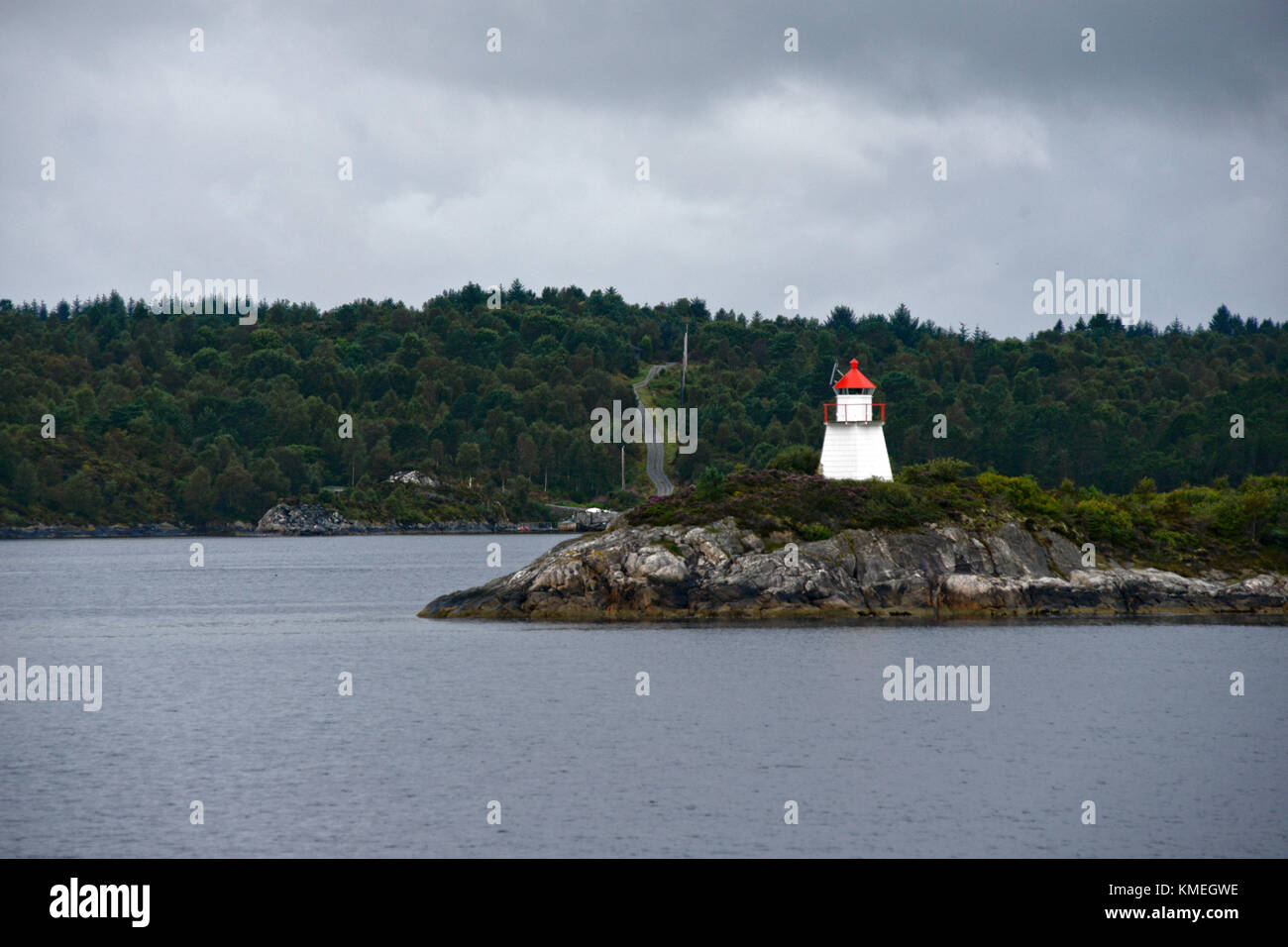 Lighthouse in a small islet, Sognefjorden, Norway Stock Photo - Alamy