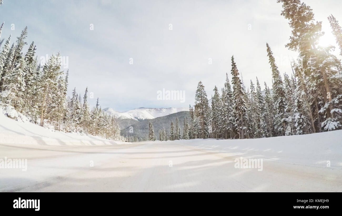 POV point of view - Driving over Berthoud Pass after winter storm in ...