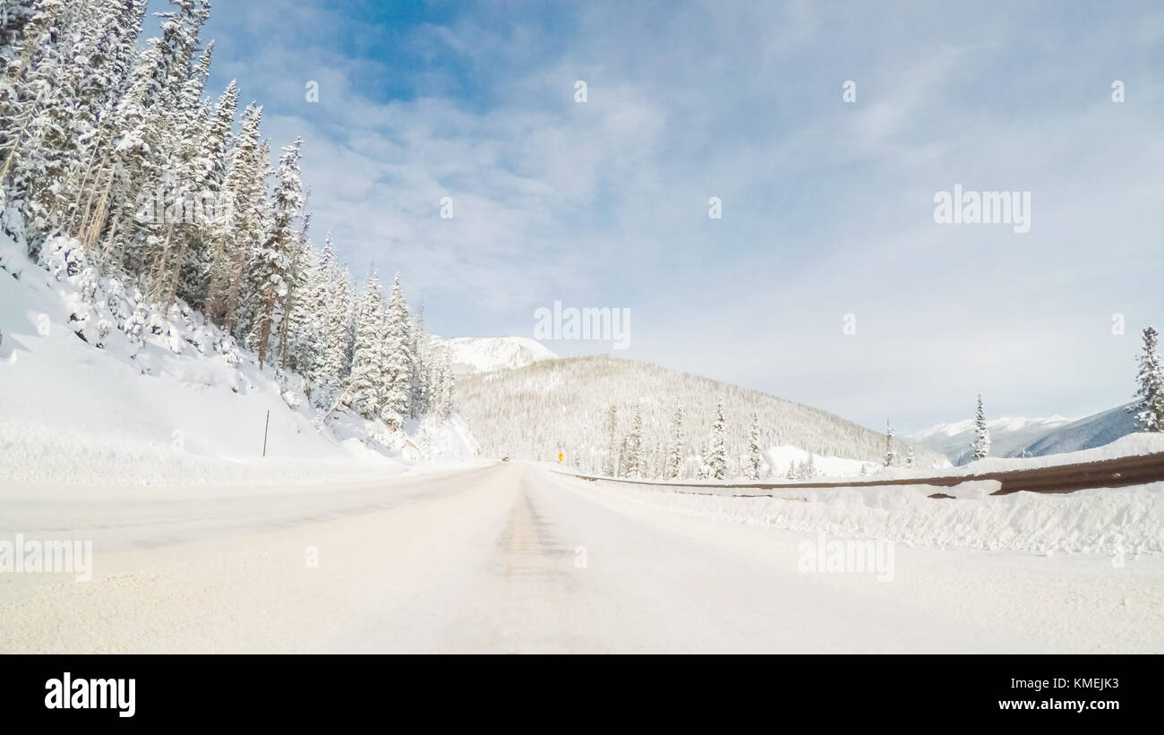 POV point of view - Driving over Berthoud Pass after winter storm in ...